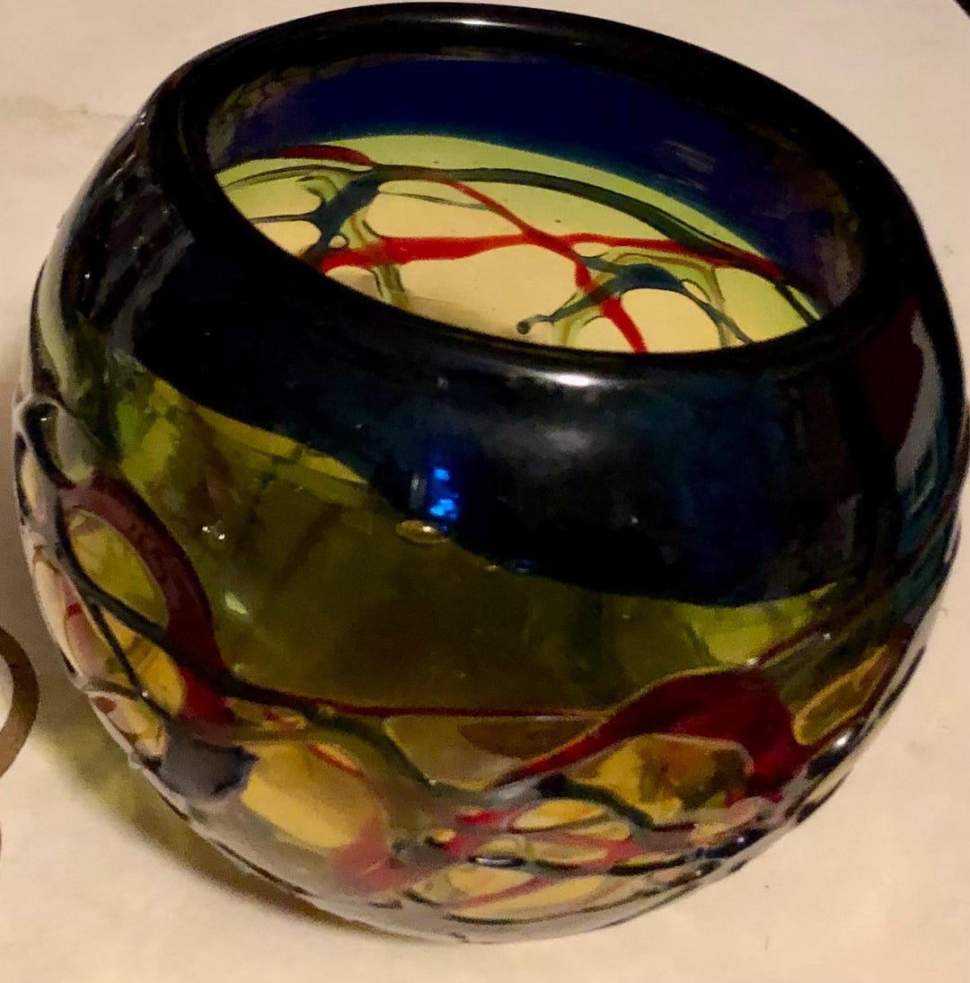 Viz Art Glass Vintage Blown Glass Bowl Vase - Etsy