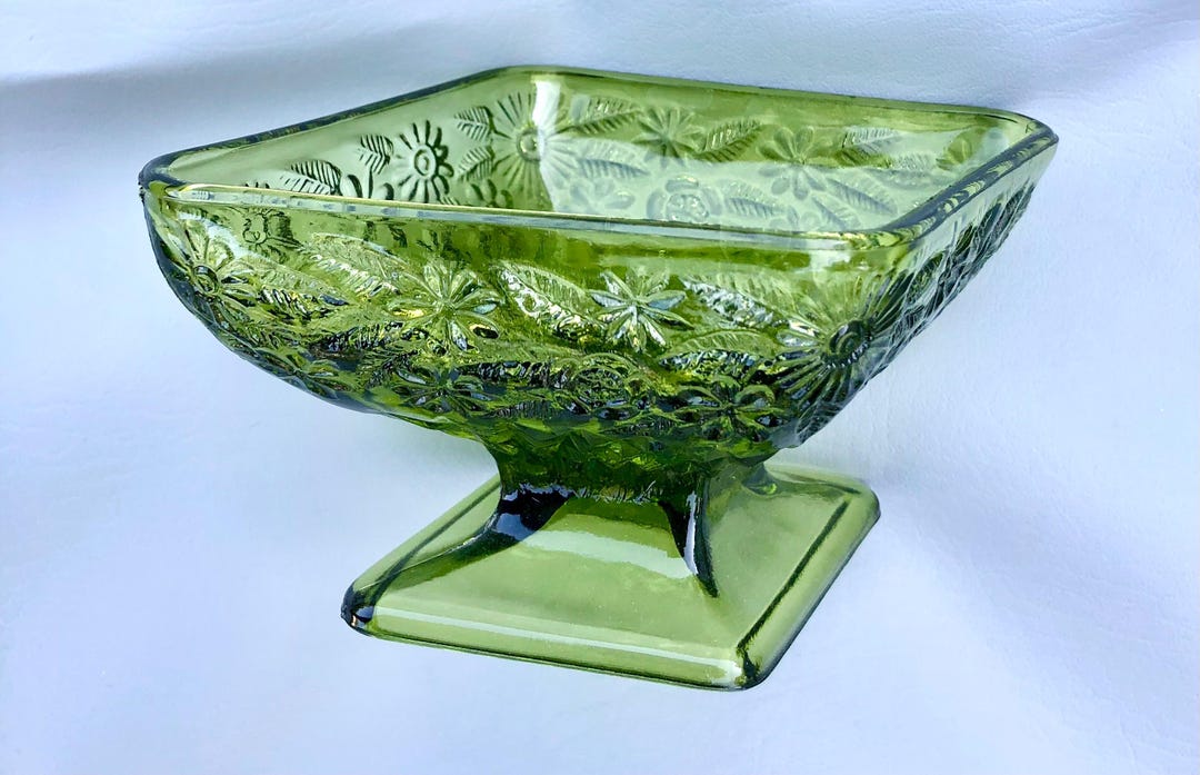 Indiana Glass Vintage Diamond Shaped Pineapple and Floral Pattern Small ...