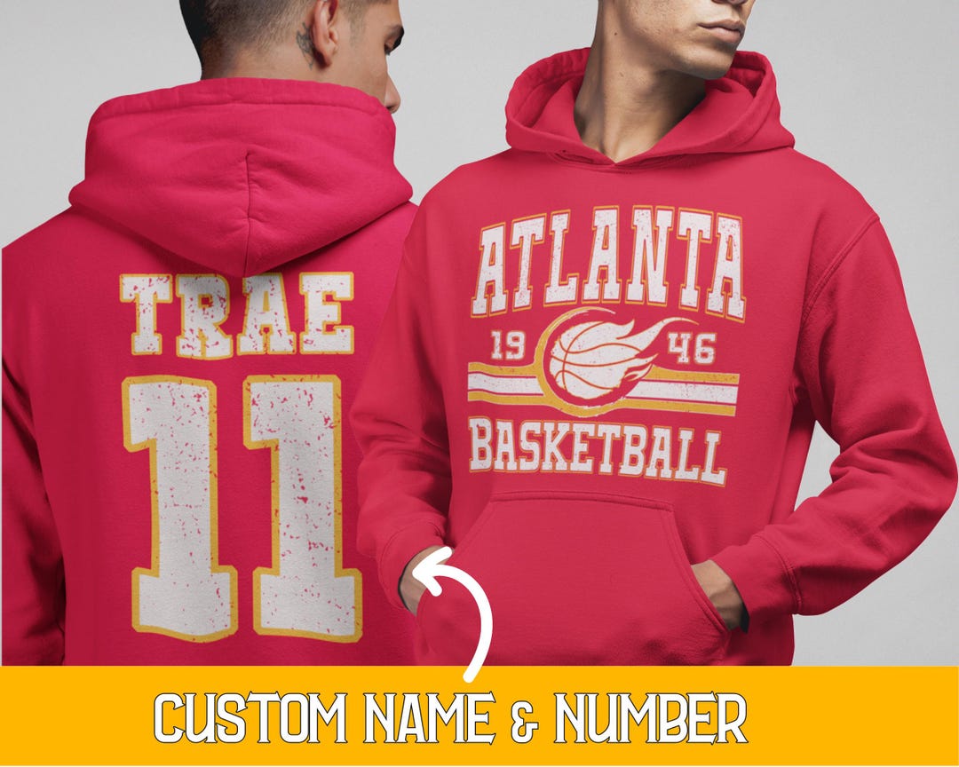 Custom Retro Atlanta Basketball Hoodie, Personalized Atlanta Game Day ...
