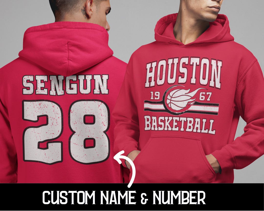 Custom Retro Houston Basketball Hoodie, Personalized Houston Game Day ...