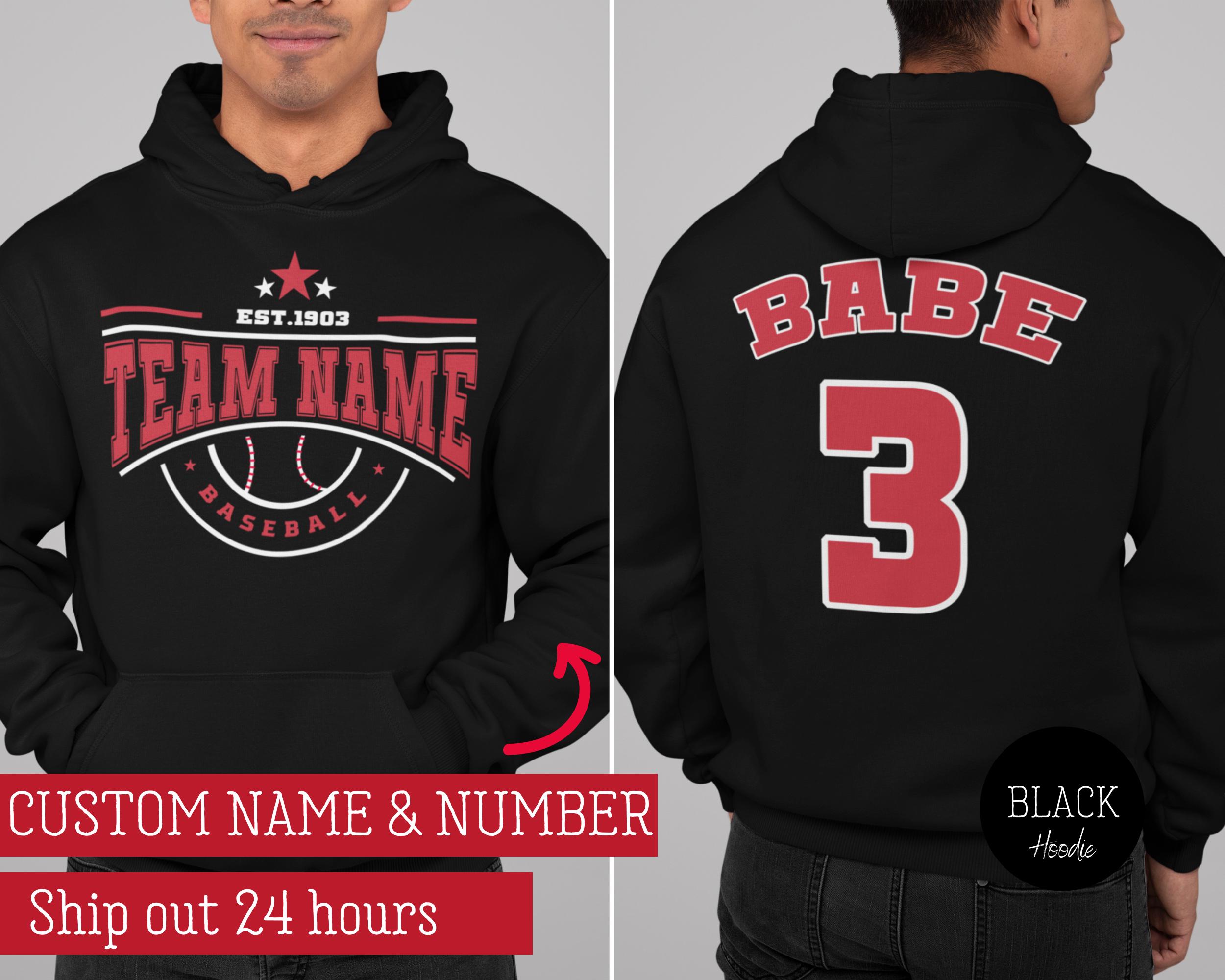 Personalized Baseball Hoodie, Baseball Player Name Hoodie, Trendy ...