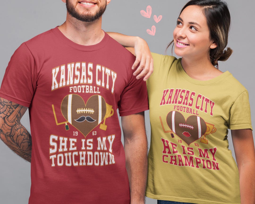 Kansas City Football Couple Shirts, Romantic Gift for Couples, Kansas ...