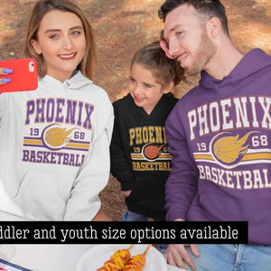 Custom Retro Phoenix Basketball Hoodie, Personalized Phoenix Game Day ...