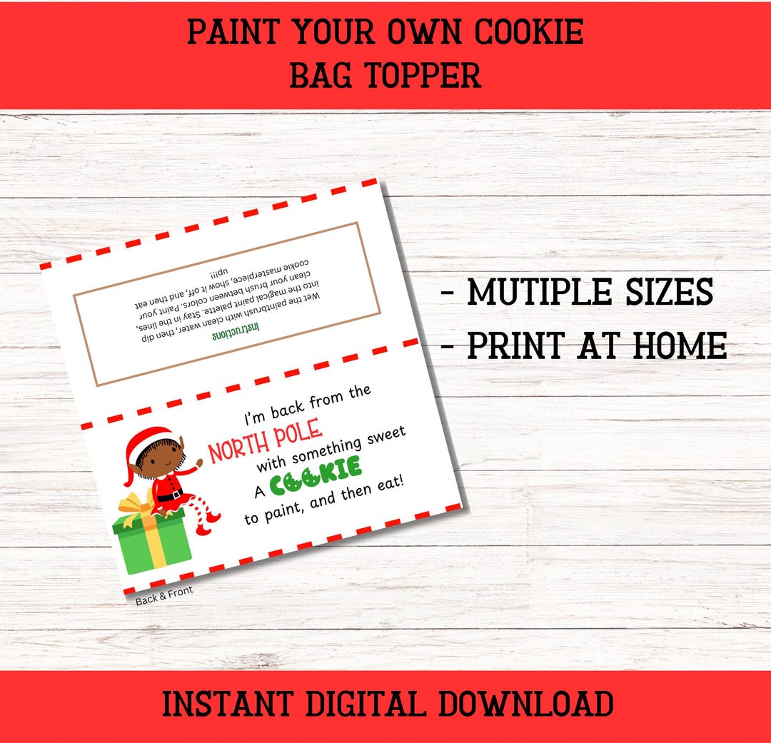 Christmas Paint Your Own Cookie Bag Topper, PYOC Bag Topper, PYOC ...