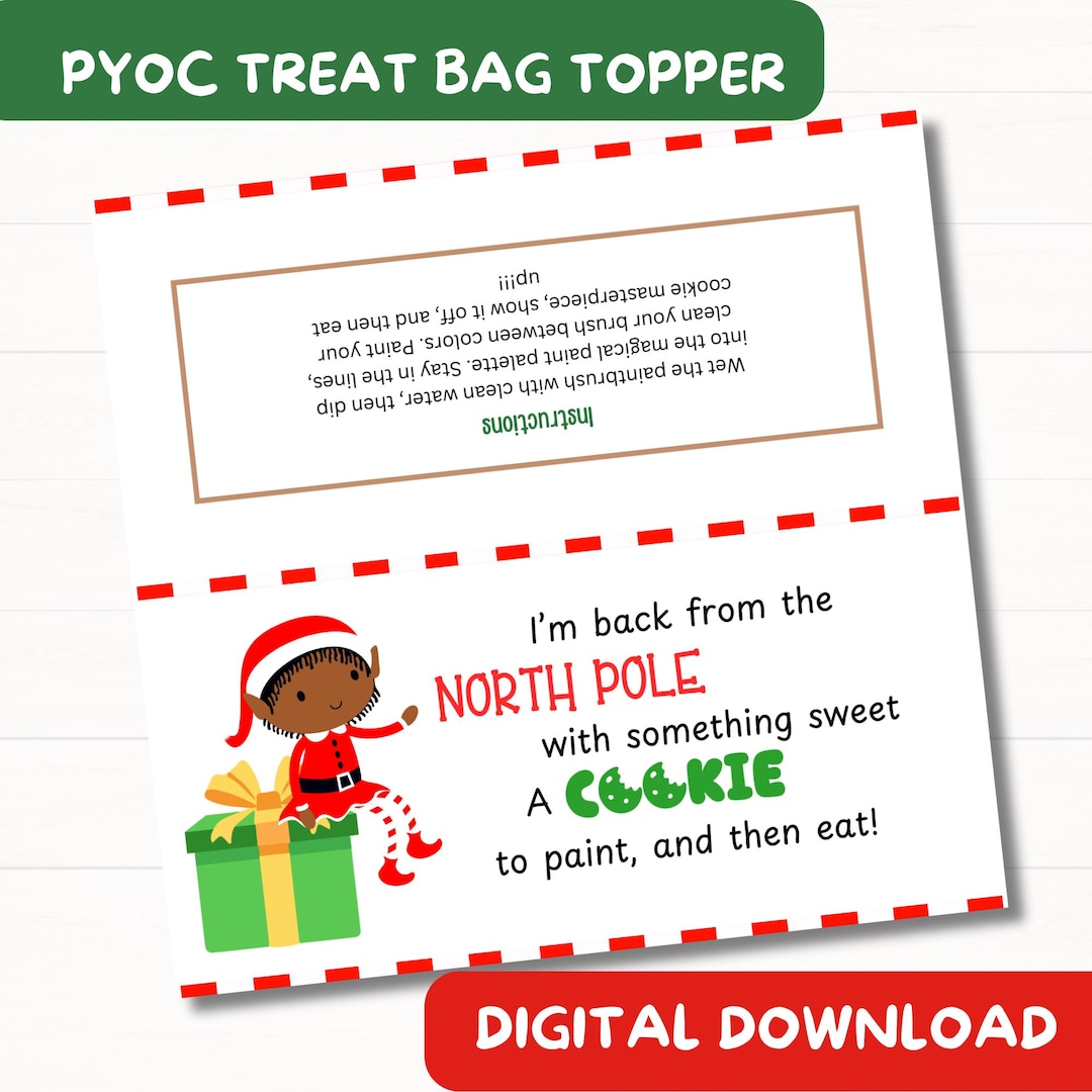 Christmas Paint Your Own Cookie Bag Topper, PYOC Bag Topper, PYOC ...