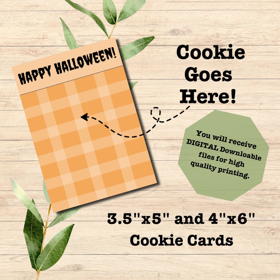 3.5x5 and 4x6 Printable Halloween Cookie Card, Printable Cookie Card ...
