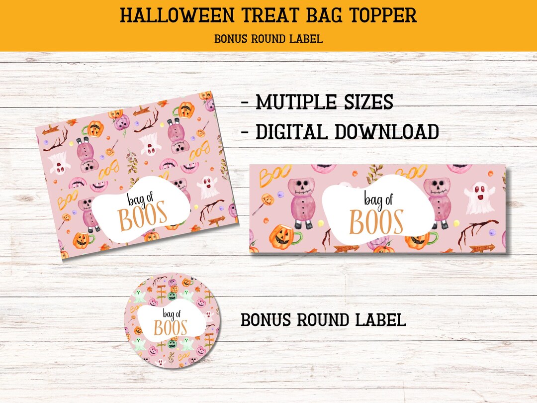 Halloween Treat Bag Topper, Printable Happy Halloween Bag Topper, Candy ...