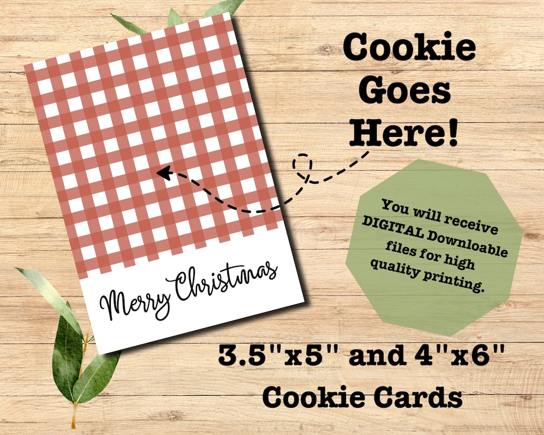 3.5x5 and 4x6 Printable Christmas Cookie Card, Printable Cookie Card ...
