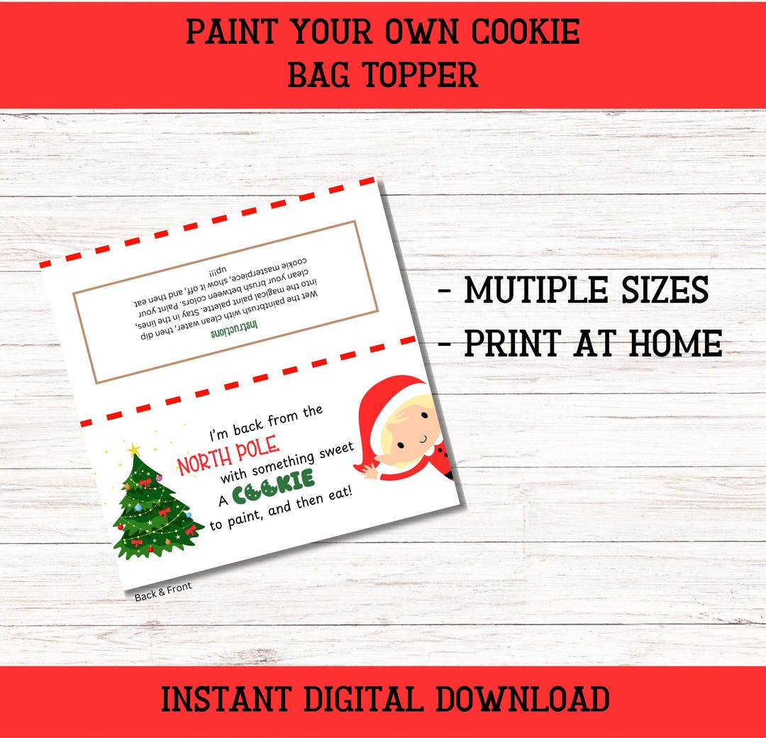 Christmas Paint Your Own Cookie Bag Topper, PYOC Bag Topper, PYOC ...