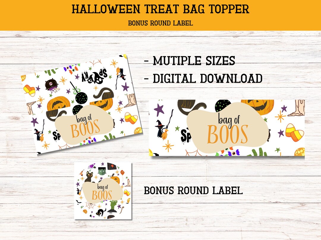Halloween Treat Bag Topper, Printable Happy Halloween Bag Topper, Candy ...