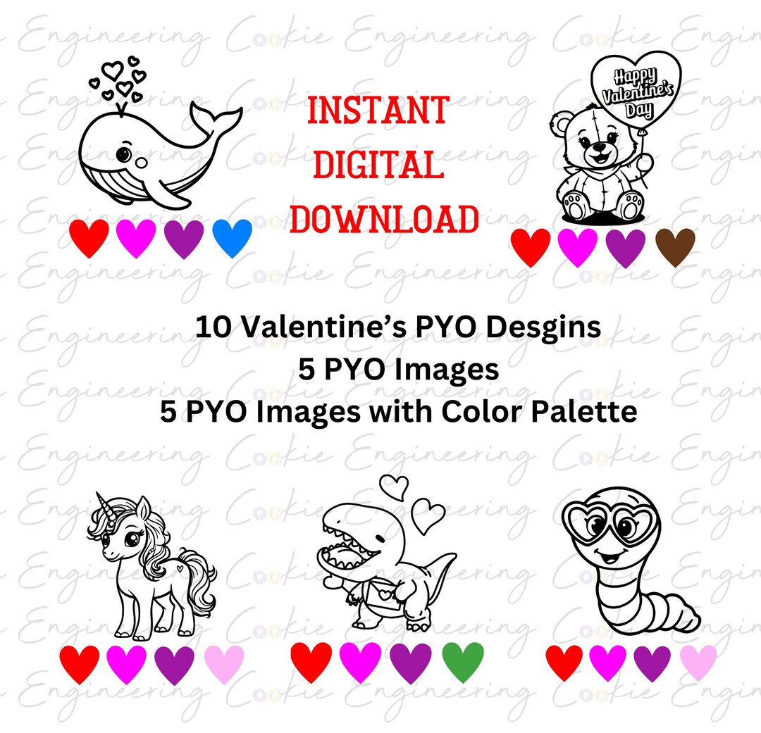 Valentine's Day PYO - Paint Your Own Cookie Digital Print Files for ...