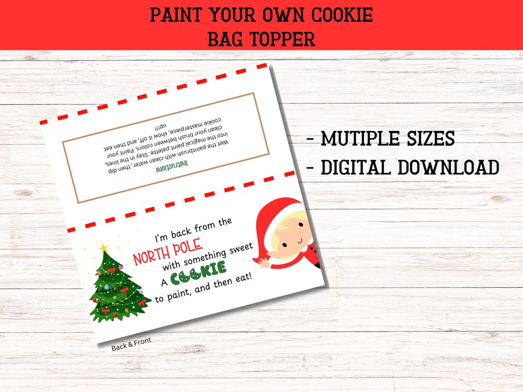 Christmas Paint Your Own Cookie Bag Topper, PYOC Bag Topper, PYOC ...