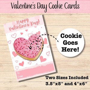 Valentine's Day Cookie Cards, Printable Valentine Cookie Card, Instant ...