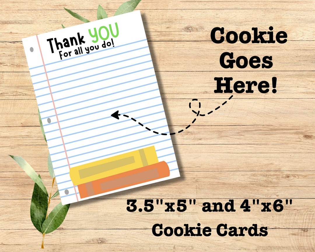 Printable Teacher Thank You Cookie Card. Printable Cookie Card. Teacher ...