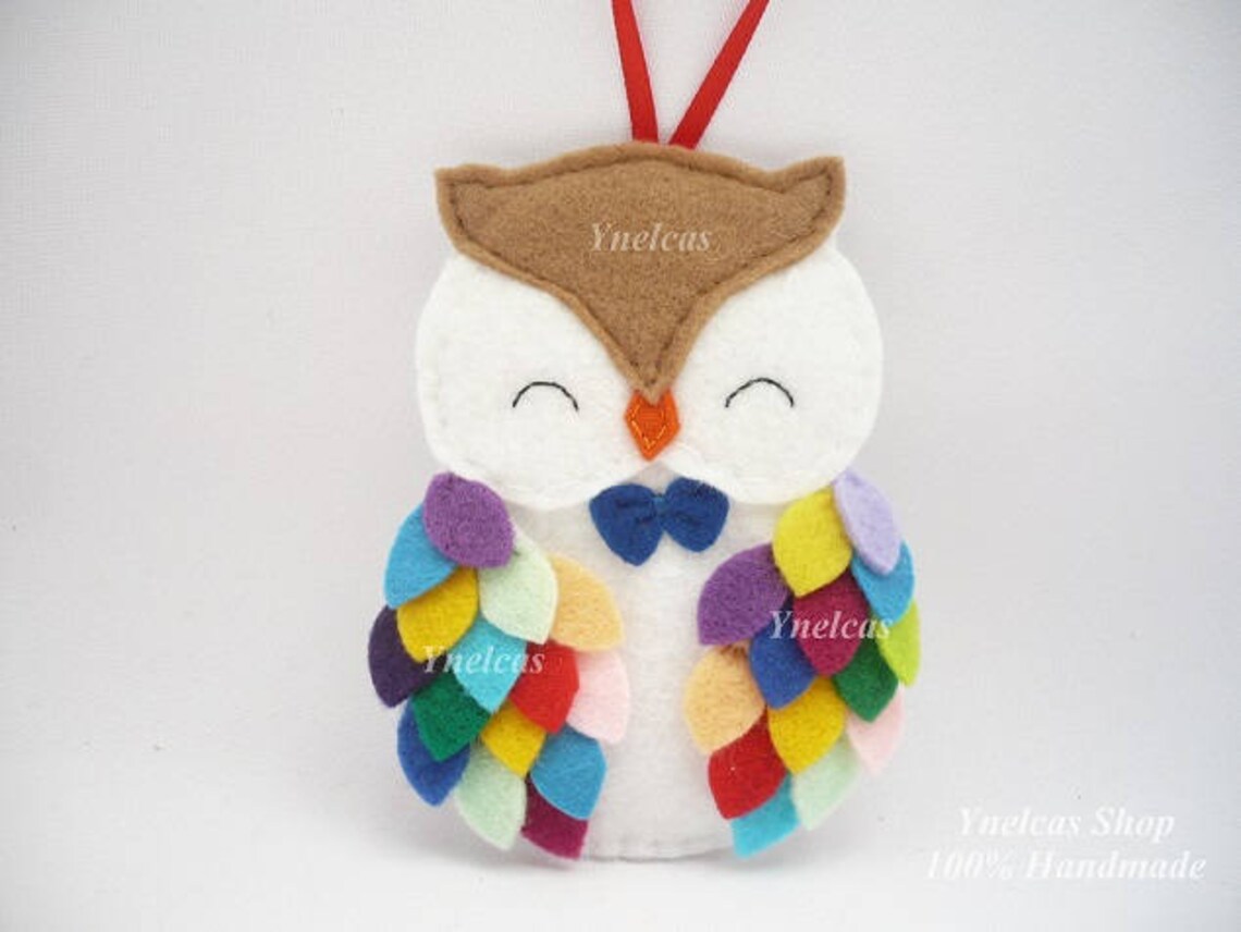 Personalized Felt Owl Christmas Ornament Rainbow Multicolor | Etsy
