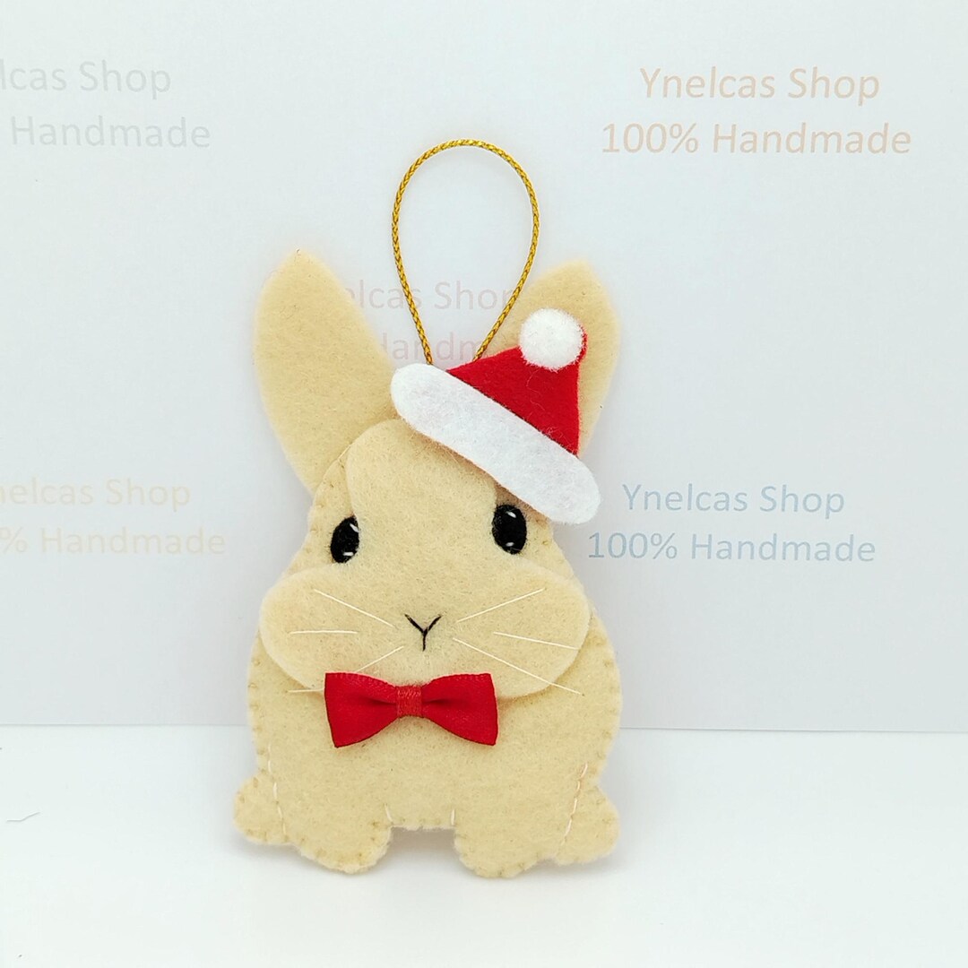 Rabbit Felt Ornament Christmas Decoration, Cream Bunny Ornament Gift ...
