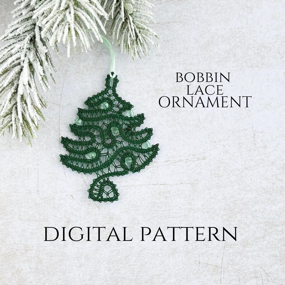 Digital Bobbin Lace Pattern Christmas Tree Ornament With Crystal Beads ...