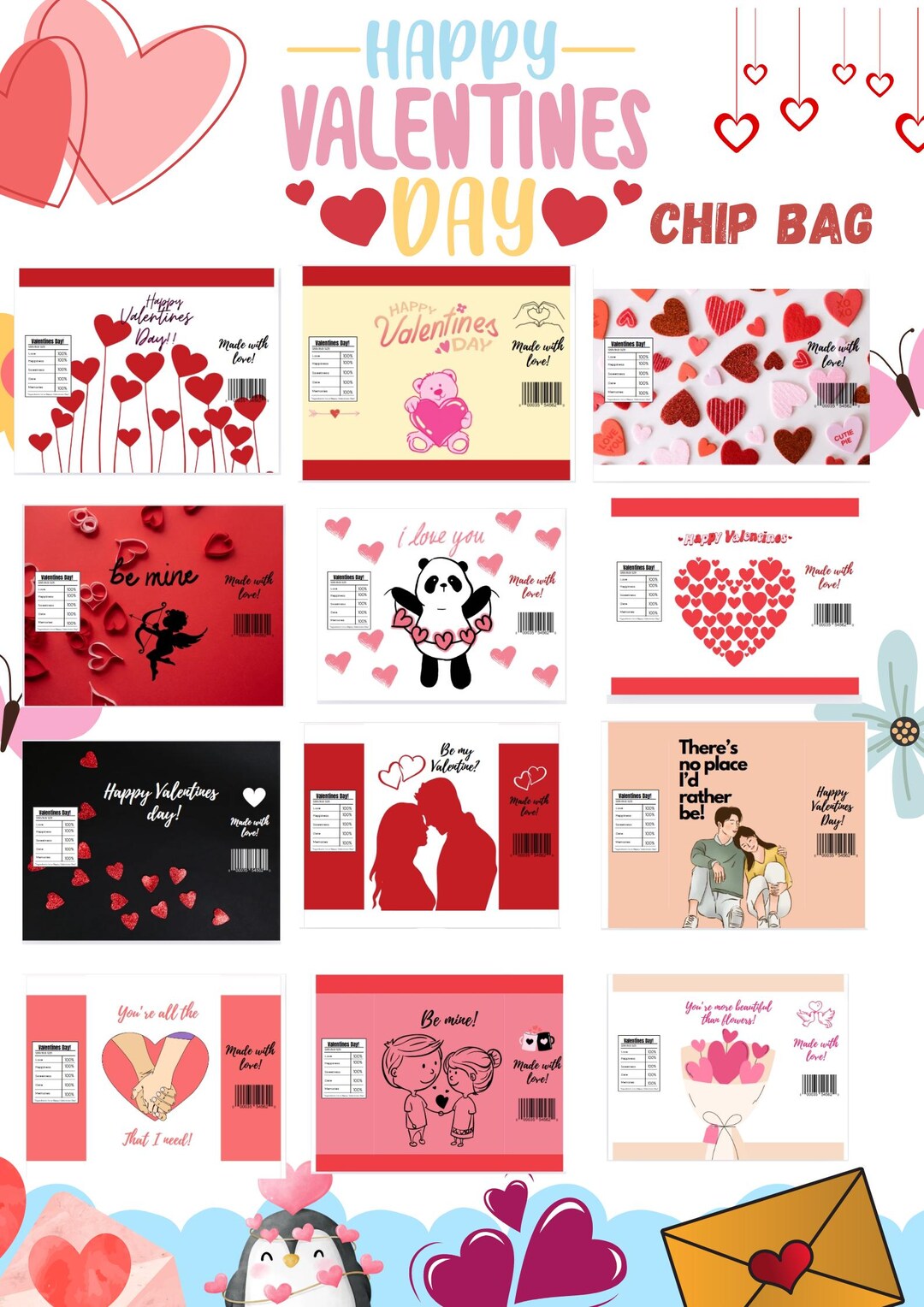 22 Valentine's Day Chip Bag Template , Valentine's Day Favor Bag ...