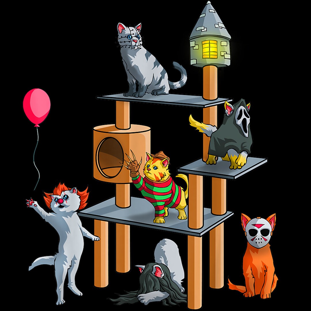 Funny Cat Horror Movies Png,cute Halloween Designs for Cat Lovers ...