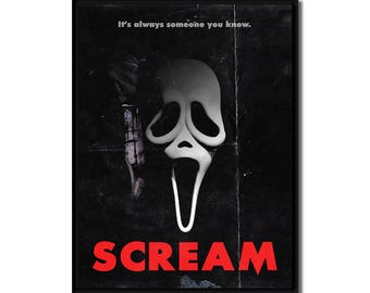 Scream Horror Movie Poster 18x24 Digital Download Print - Rough, Gritty, Minimal Ghostface ...