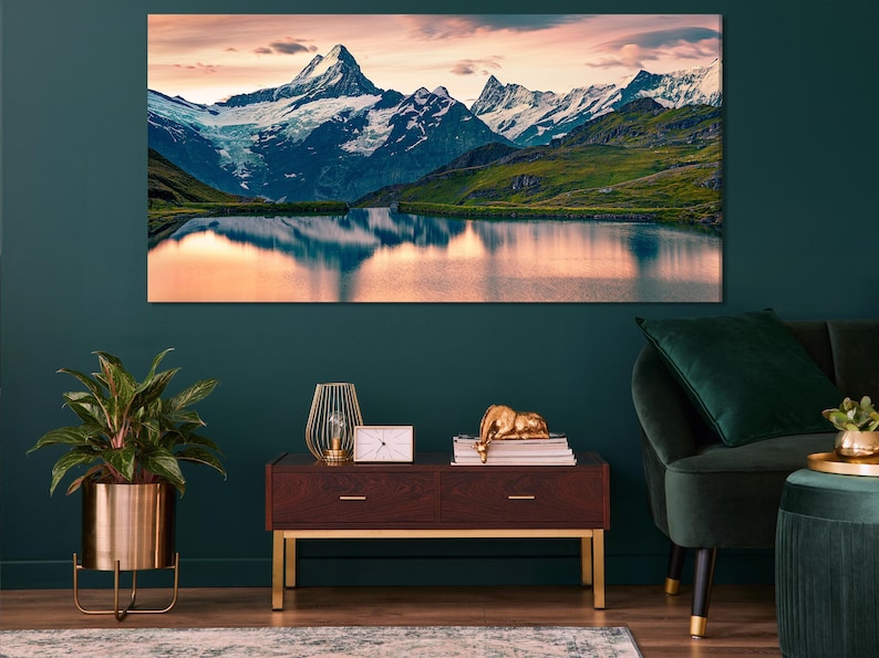 Mountain Landscape Wall Art - Large Alpine Mountain Canvas Print ...