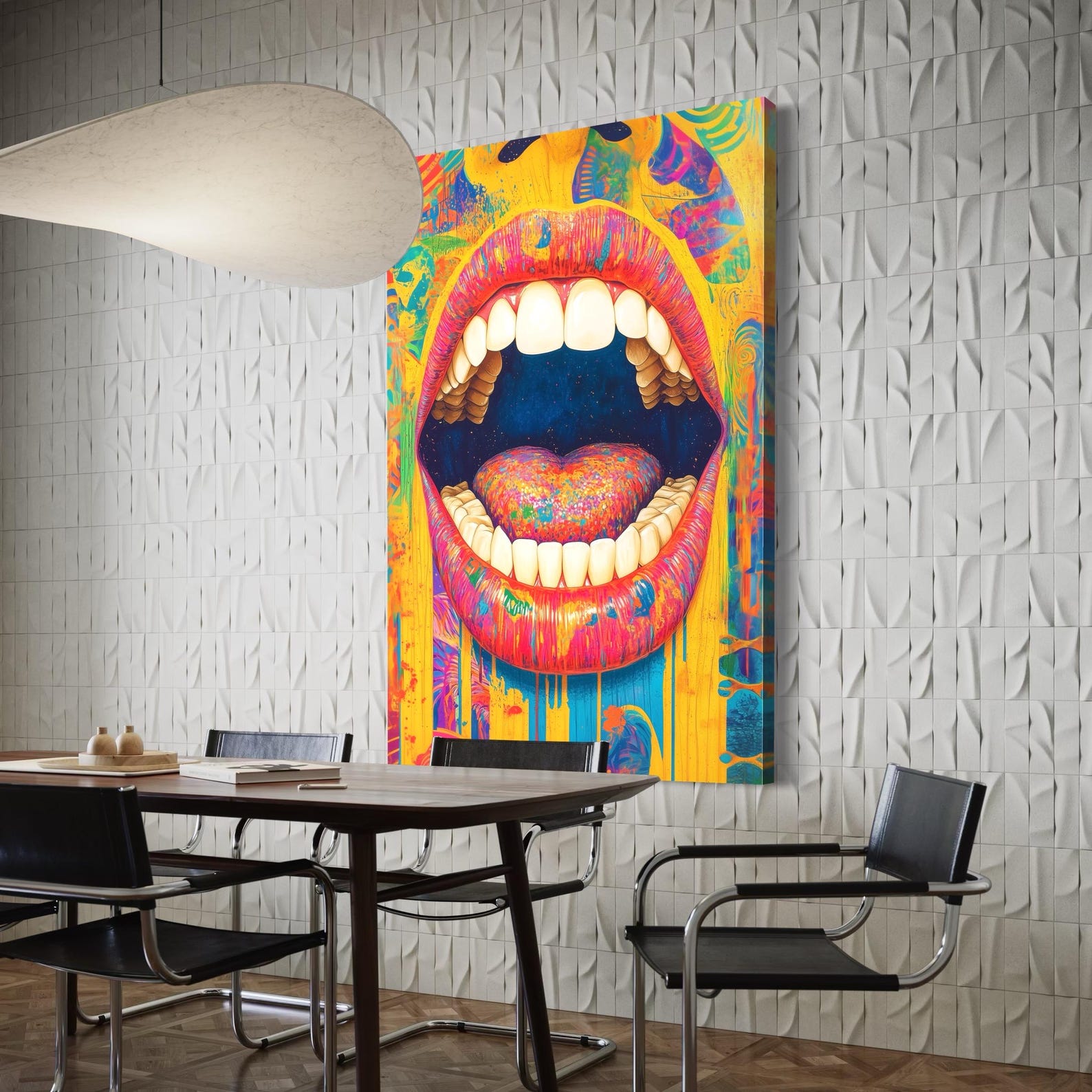 Abstract Teeth Wall Art Dentist Canvas Print Colorful Dental Decor Open ...