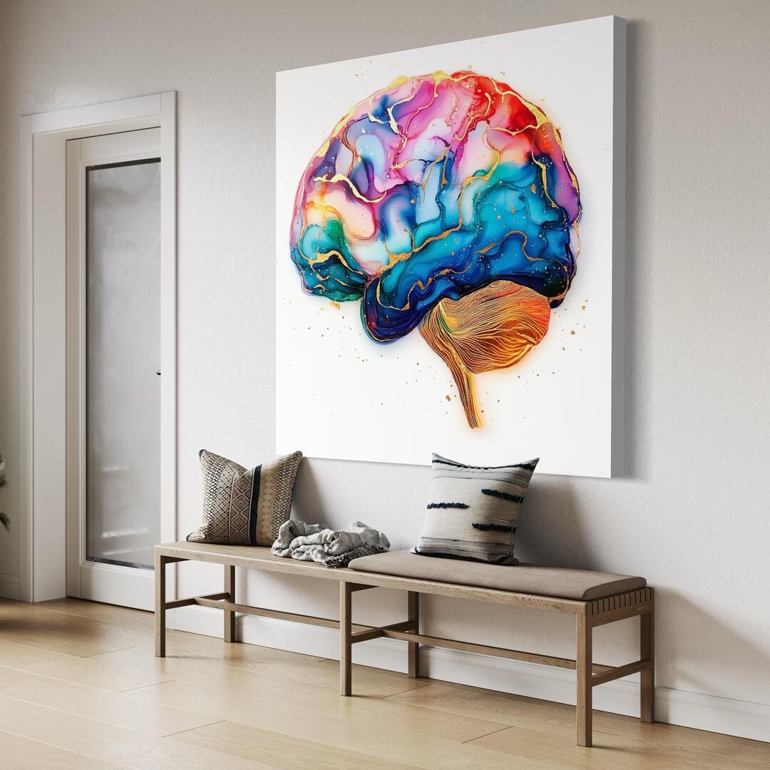 Brain Wall Art - Neuroscience Wall Decor, Abstract Brain Canvas Art ...