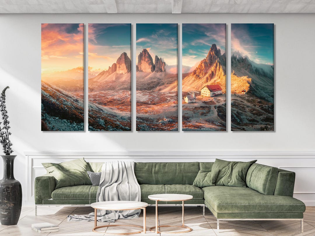 Dolomites Landscape Wall Art - Tre Cime Di Lavaredo Canvas Print, XXL ...
