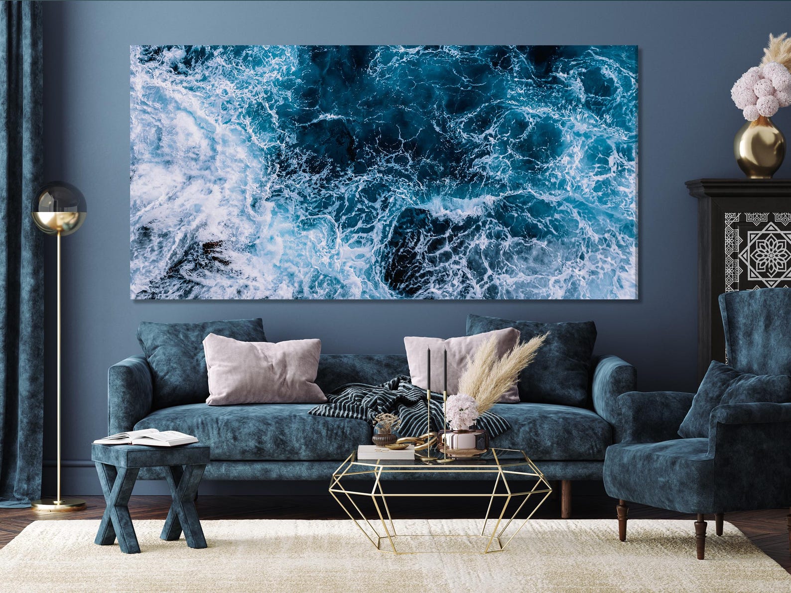 Ocean Waves Wall Art - Large Coastal Wall Art, Sea Wave Artwork, Modern ...
