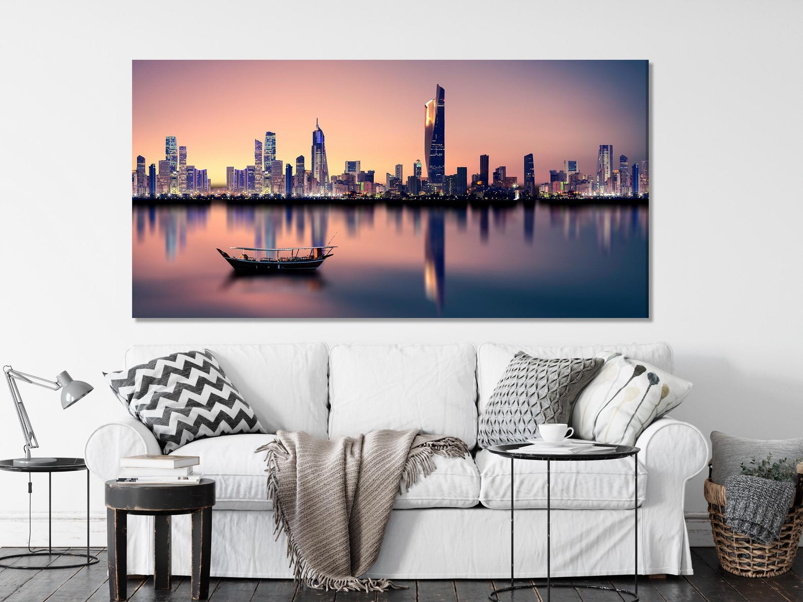 Kuwait Cityscape Wall Art - Kuwait City Skyline Canvas Print, Modern ...