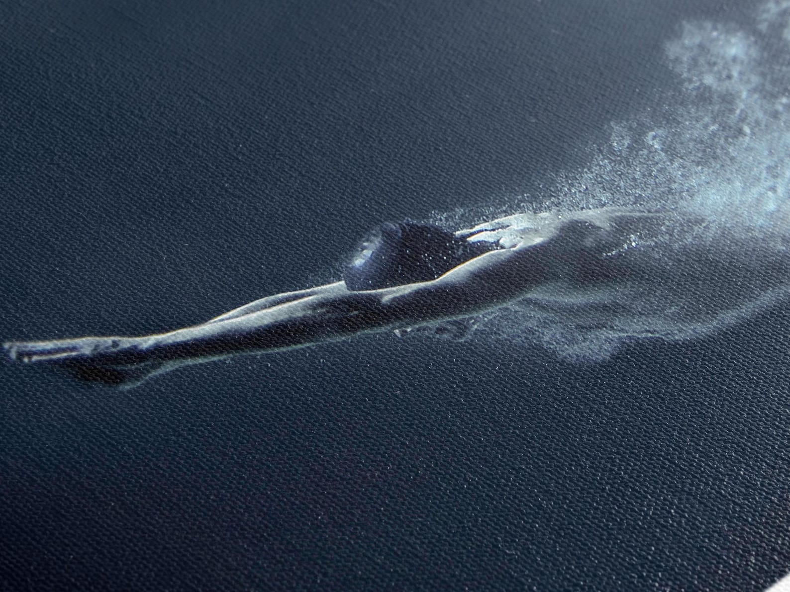 Swimmer Wall Art - Underwater Diver Canvas Print, Modern Water Sports ...