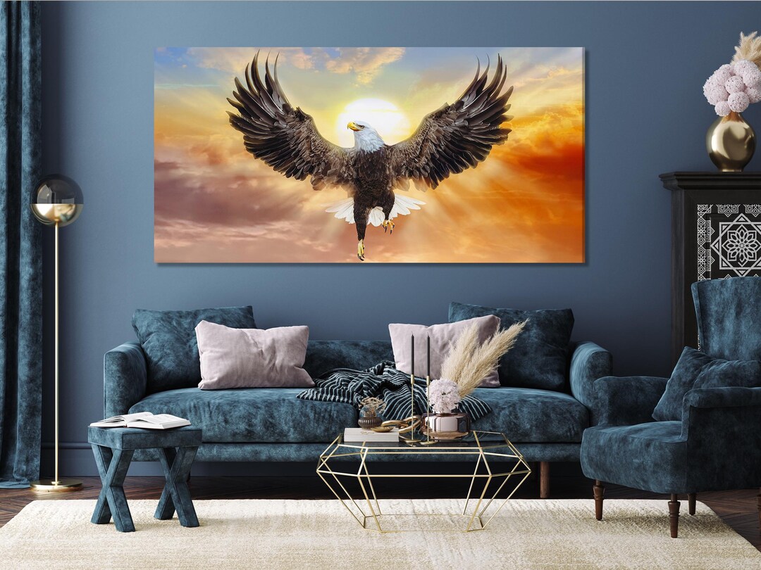 Bald Eagle Canvas Print Extra Large Bald Eagle With Sunset Sky Wall Art ...