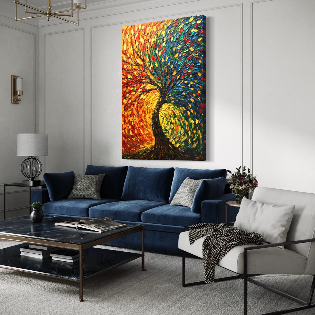 Colorful Tree Canvas Art - Abstract Tree of Life Print, Abstract Tree ...