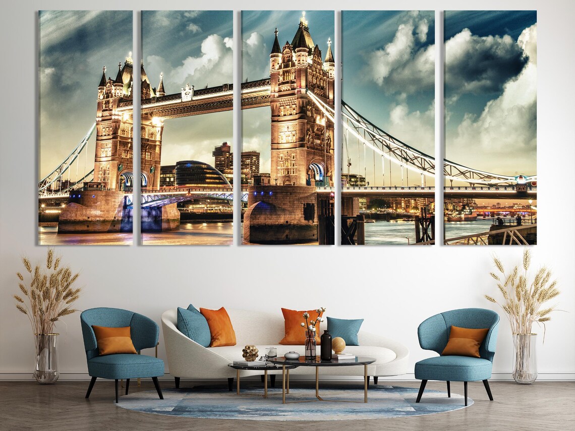 London Tower Bridge Canvas Print, Triptych Cityscape Wall Art ...