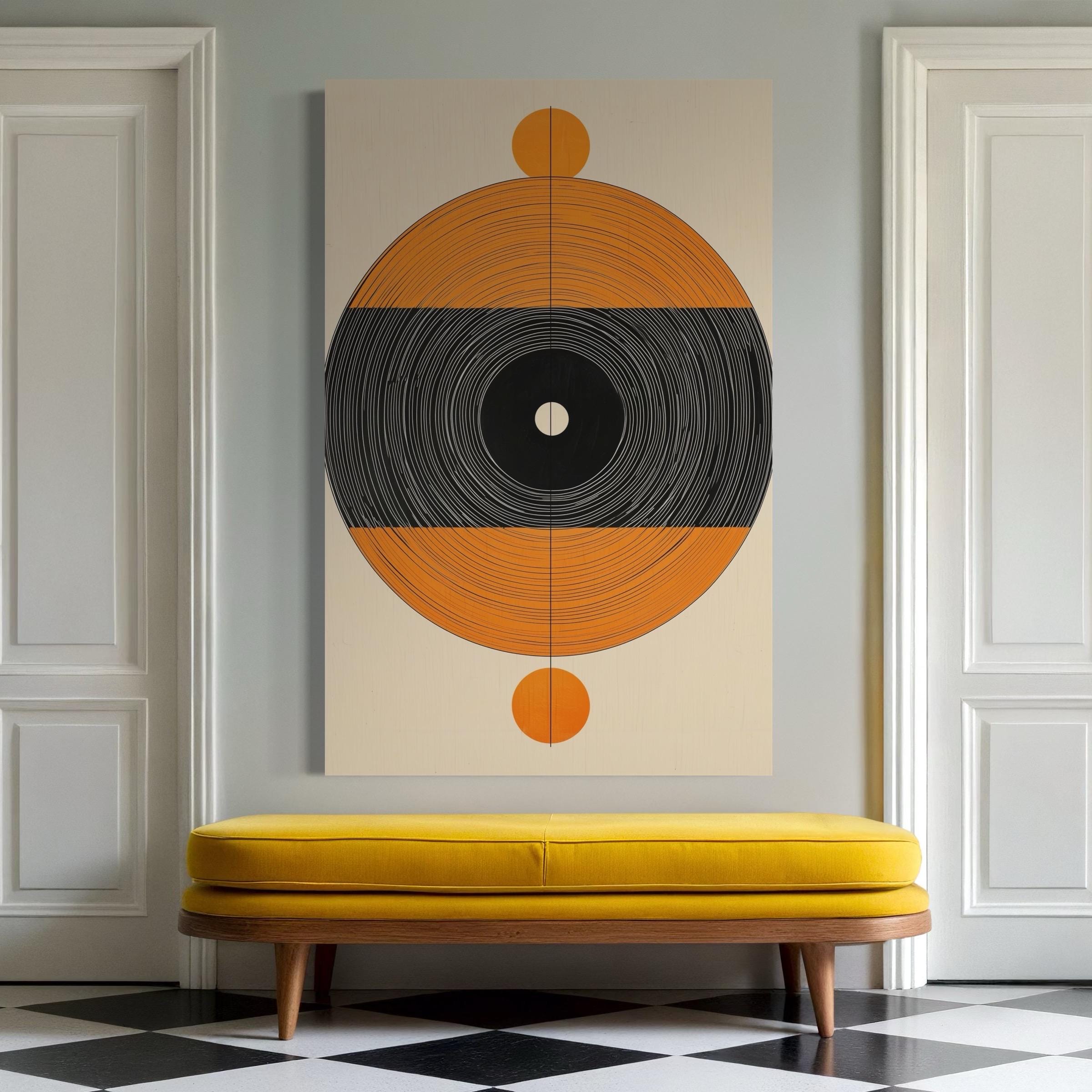 Mid Century Modern Wall Art - Vinyl Record Inspired Canvas, Beige ...
