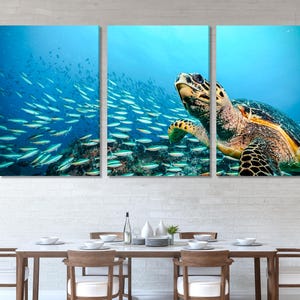 Sea Turtle Wall Art - Marine Life Canvas Print, Large Underwater Art ...