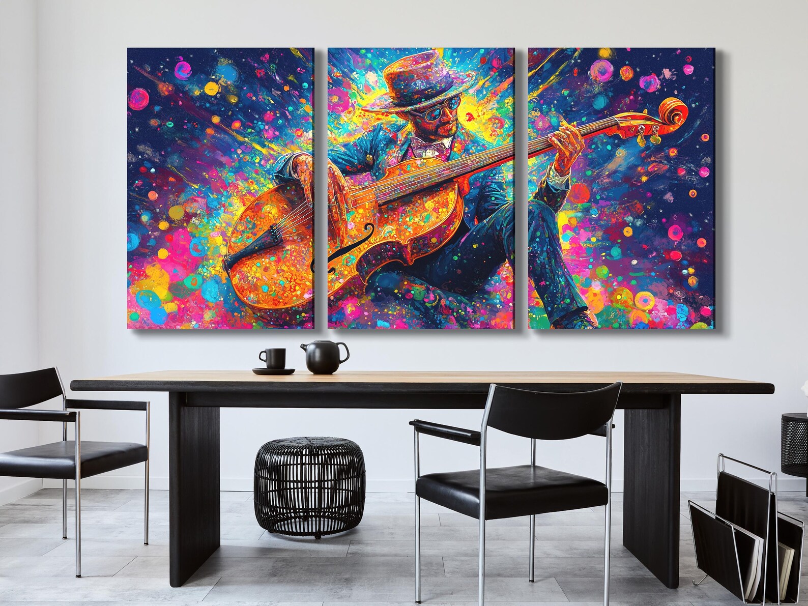 Jazz Musician Wall Art Colorful Bass Canvas Print Abstract Music ...