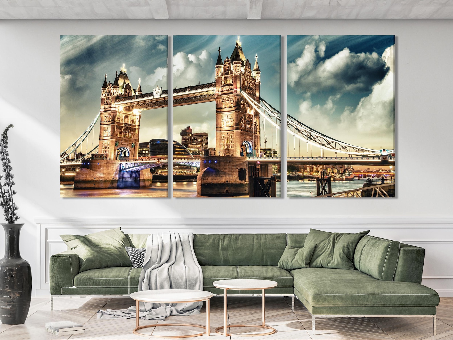 London Tower Bridge Canvas Print, Triptych Cityscape Wall Art ...