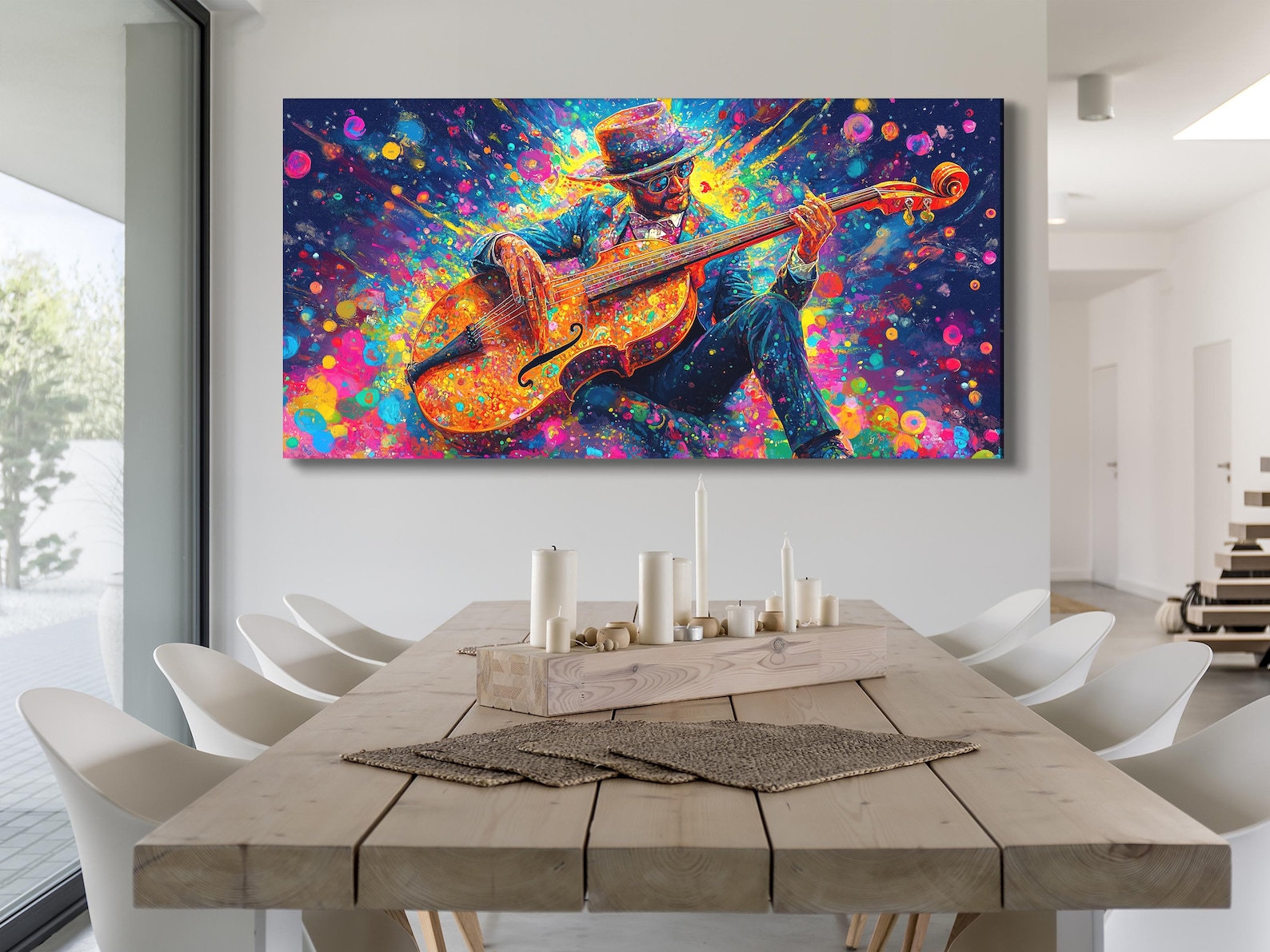Jazz Musician Wall Art Colorful Bass Canvas Print Abstract Music ...