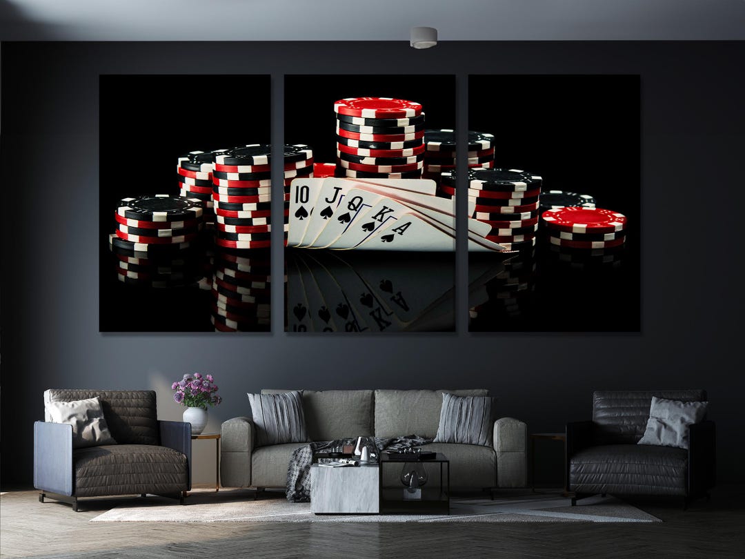Poker Room Wall Decor – Extra Large Casino Wall Art, Playing Cards and ...