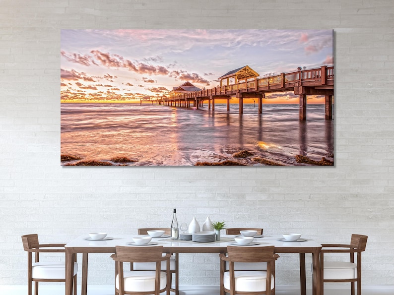 Large Clearwater Beach Pier Canvas Print, Florida Sunset Wall Art ...