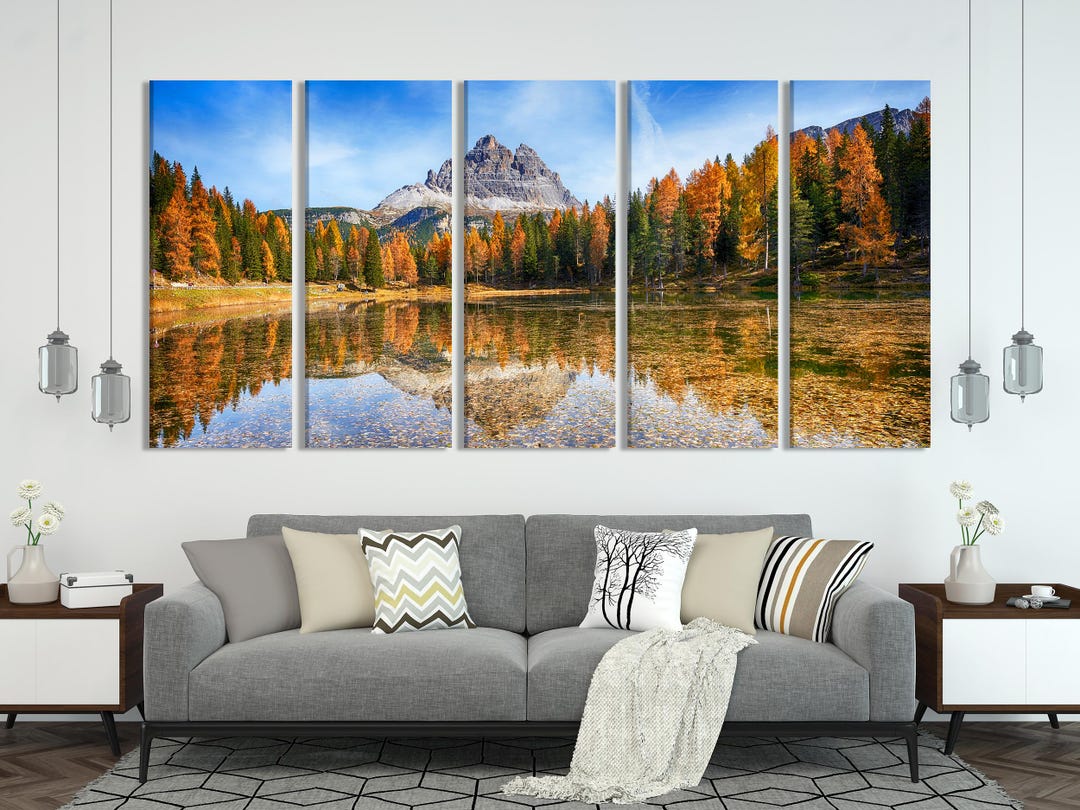Italian Dolomites Print Autumn Landscape Wall Art Large Mountain Canvas ...