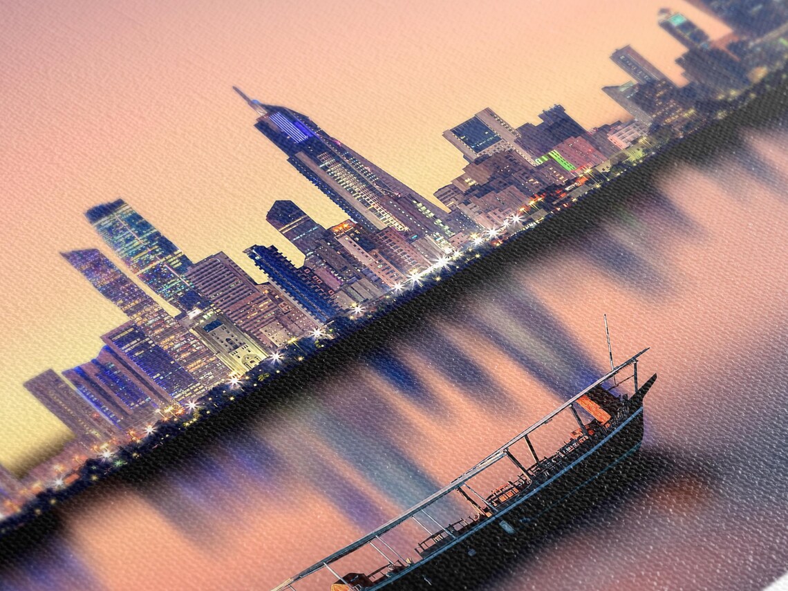 Kuwait Cityscape Wall Art - Kuwait City Skyline Canvas Print, Modern ...