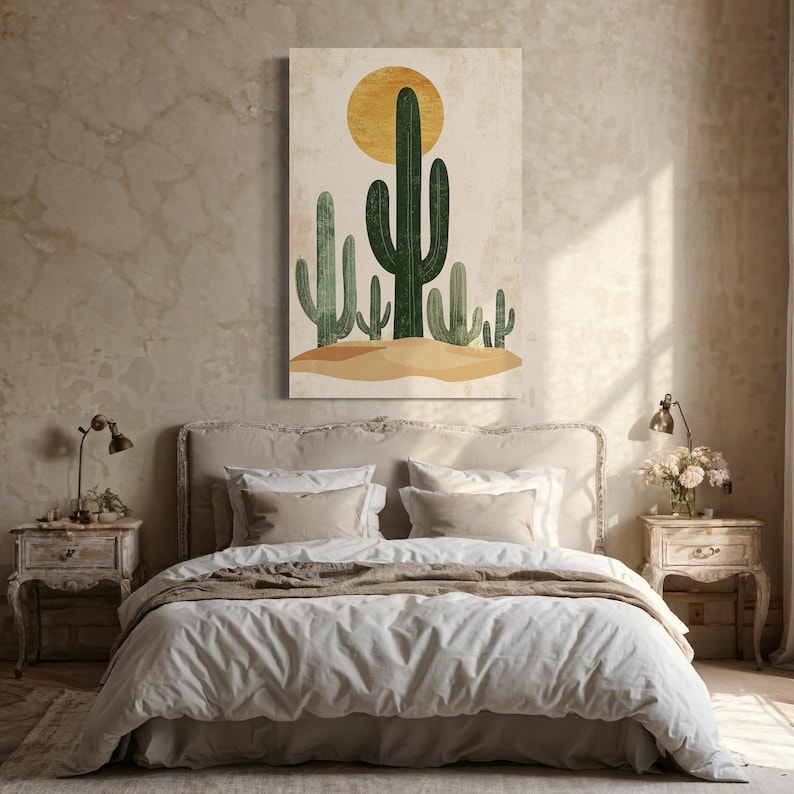 Saguaro Cactus Print - the Sonoran Desert Wall Art, Retro Cacti Poster ...