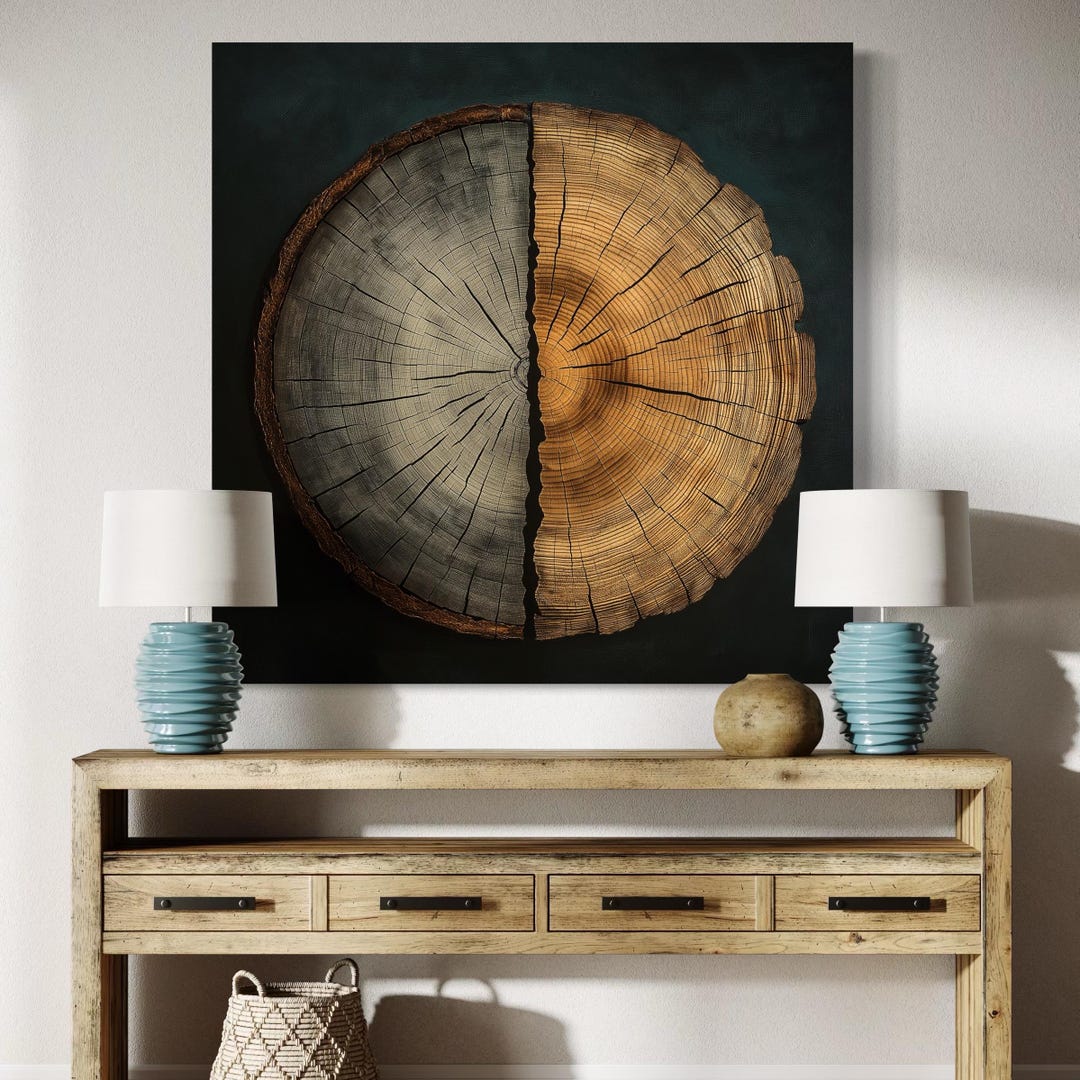Farmhouse Wall Decor - Rustic Tree Ring Wall Art, Country House Style ...