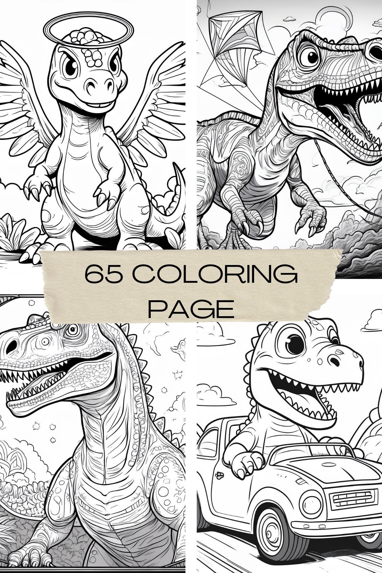 T-rex Coloring Pages for Kids and Adults, Jurassic Tyrannosaurus Rex ...