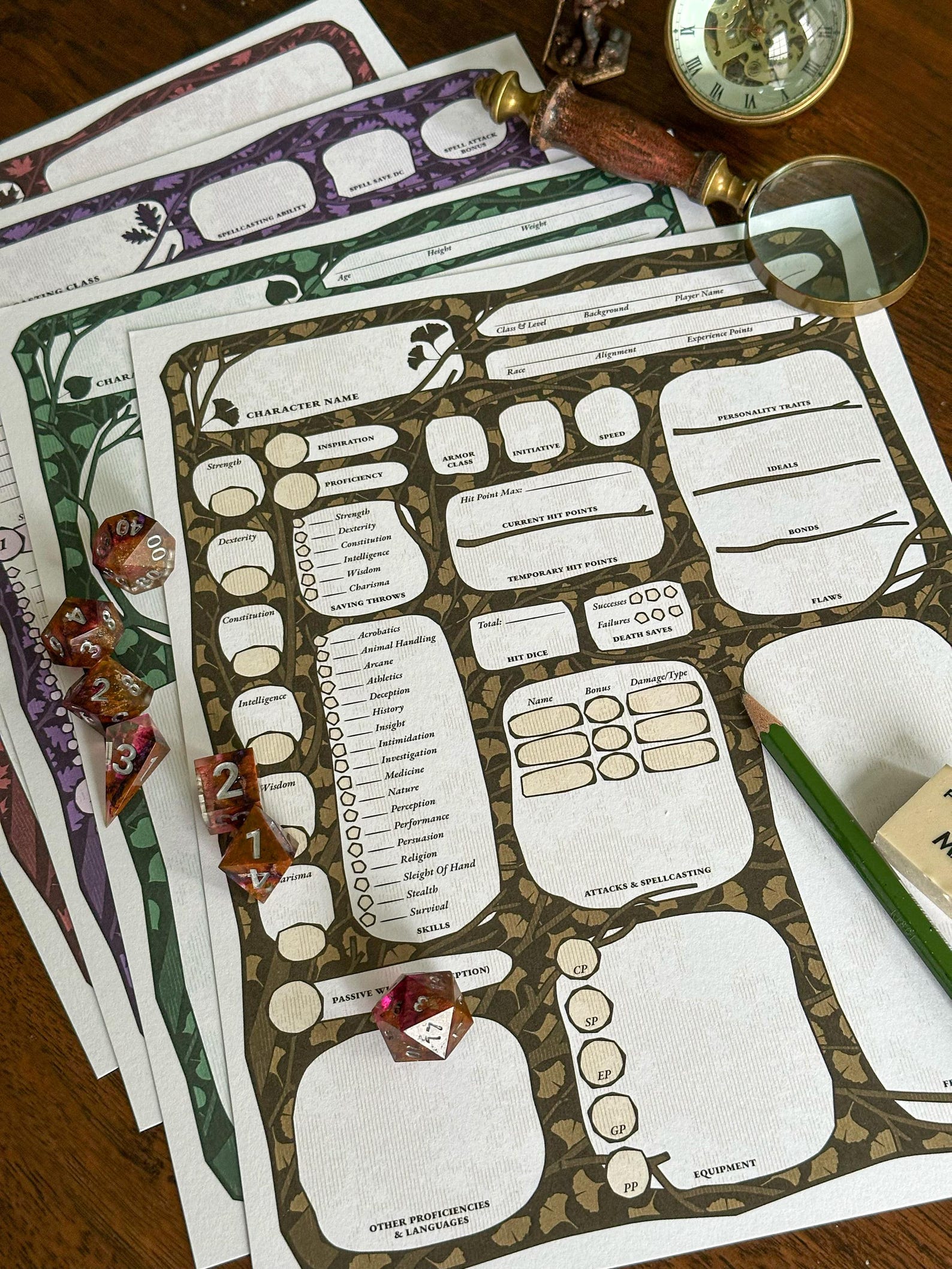 Dnd Character Sheet – Printable, Digital Download, Unique Custom Design ...