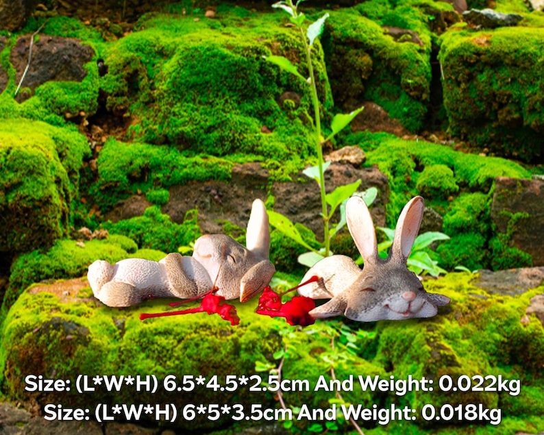 Miniature Small Love Rabbits Sleeping, Easter Bunny Decoration, Fairy ...