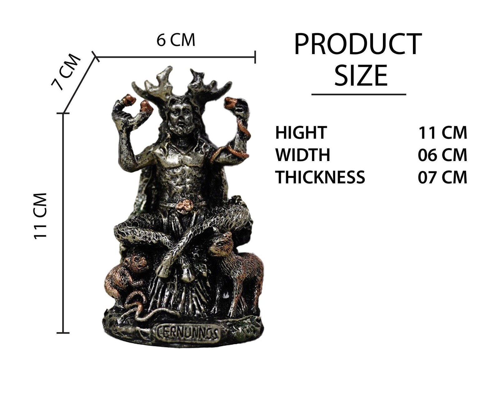 Cernunnos Celtic Horned God of Animals Sitting Statue Sculpture Bronze ...