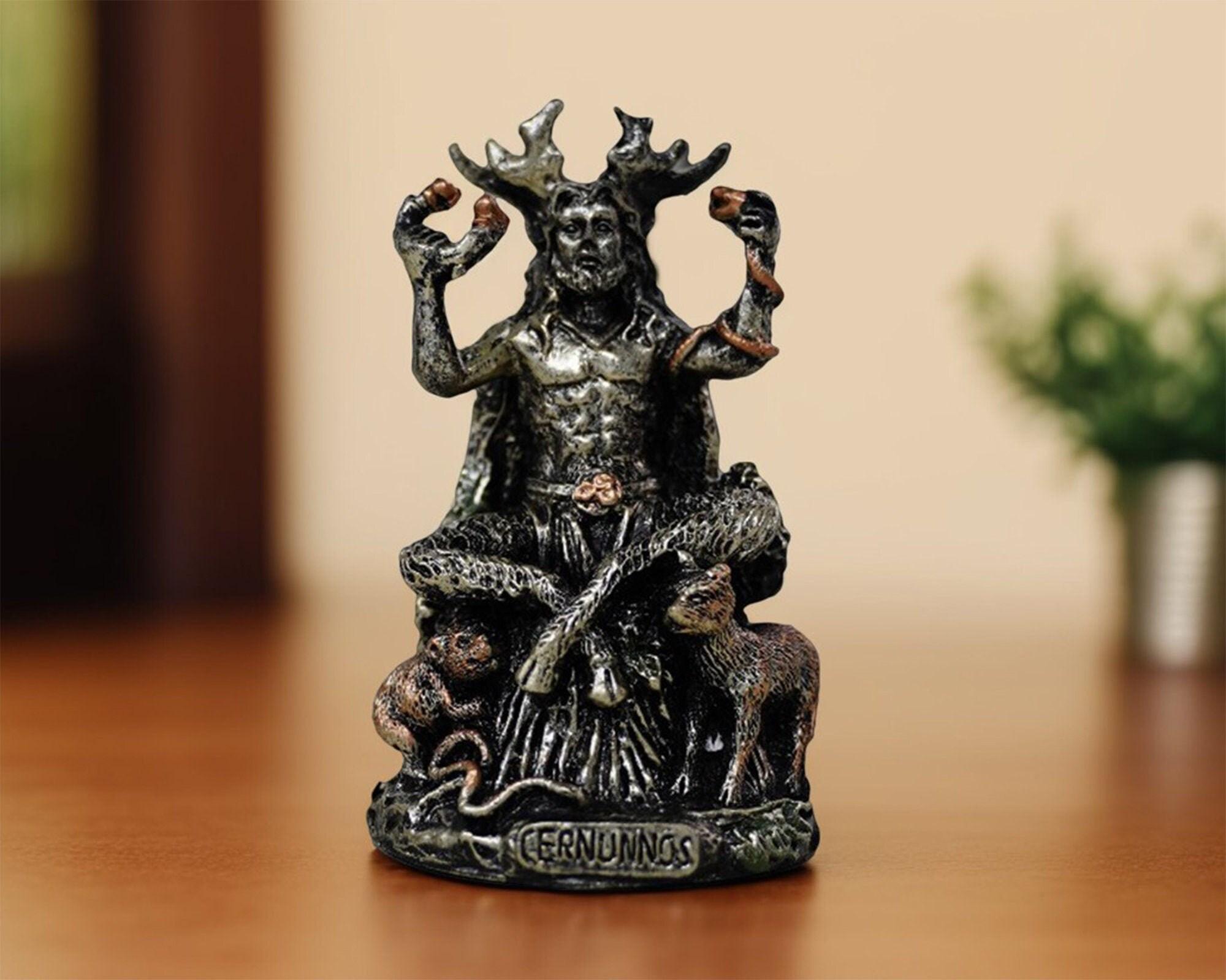 Cernunnos Celtic Horned God of Animals Sitting Statue Sculpture Bronze ...